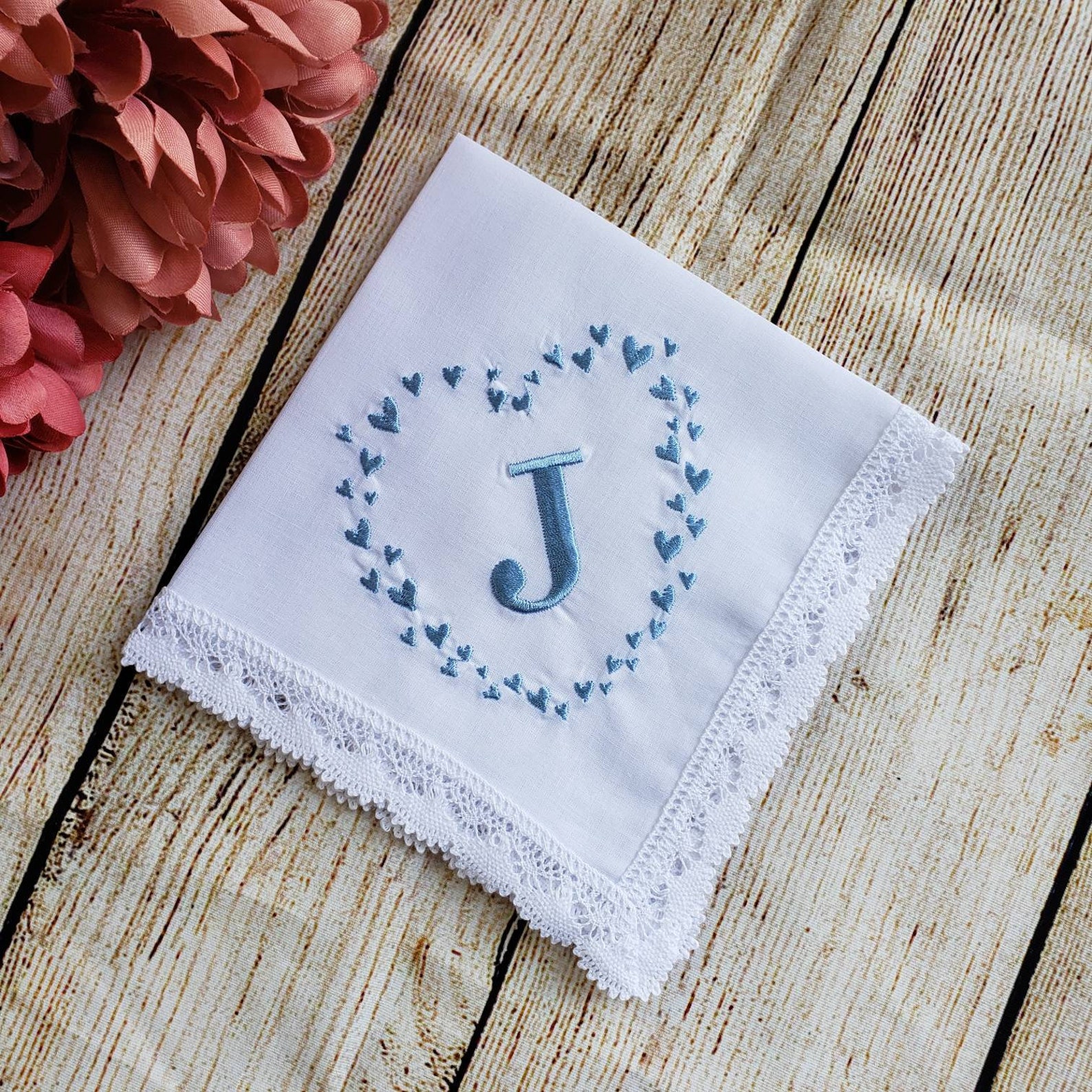 Personalized Handkerchief With Letter Embroidery Monogramed - Etsy