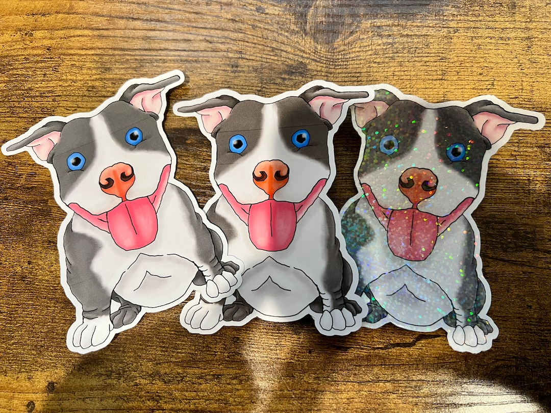 Happy Grey Pittie | Cute | Pitbull | Sticker - Etsy