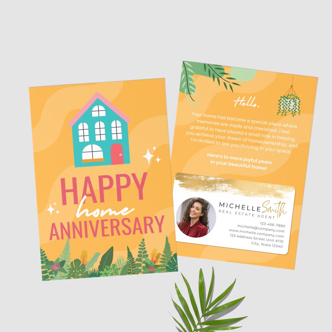 Set of 25 Printed Home Anniversary Real Estate Cards - Etsy