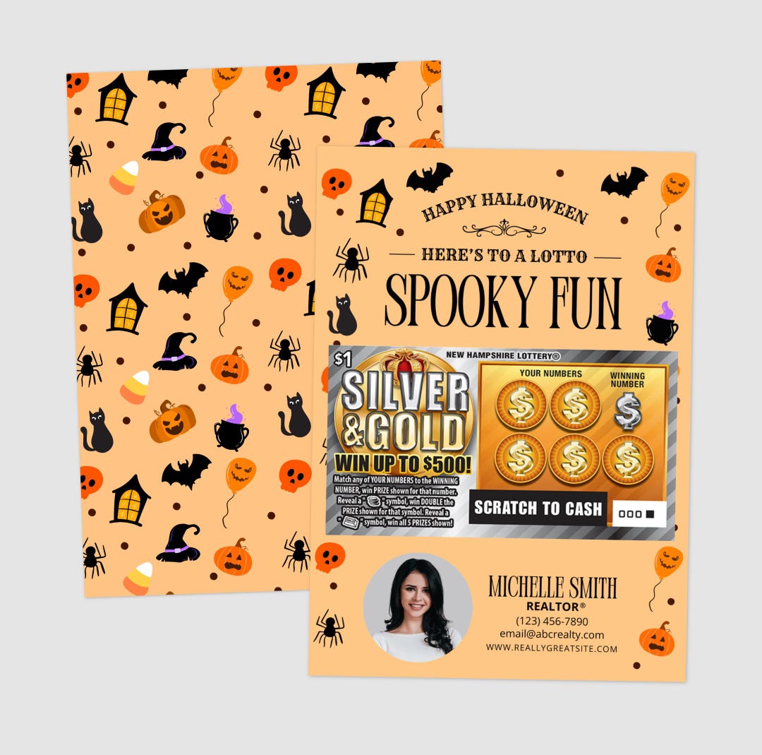 Personalized Halloween Cards With Envelopes - Here's to A Lotto Spooky ...