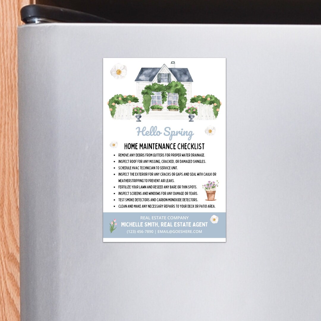 Bulk Set of Custom Magnets Spring Home Maintenance Checklist Real ...