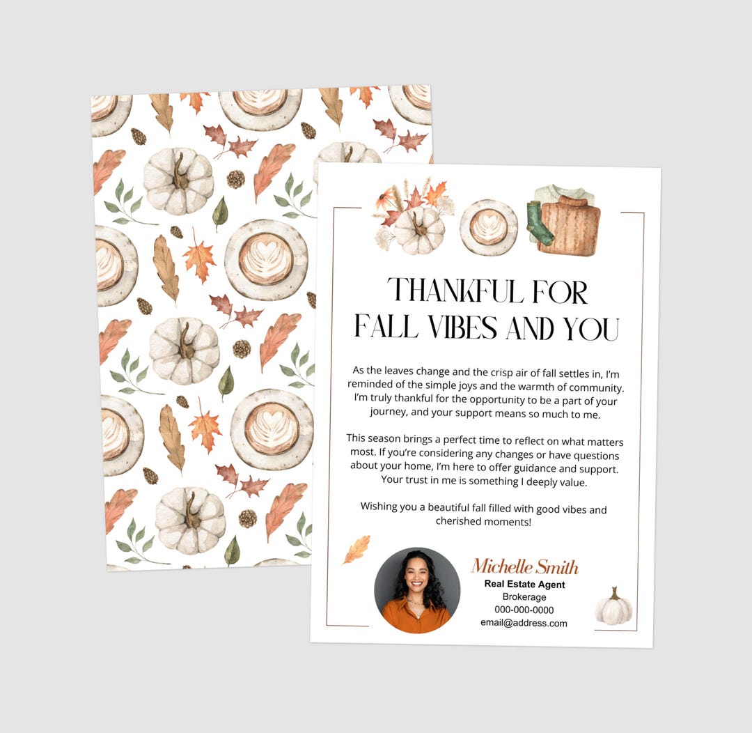 Thankful for You Fall Real Estate Mailers and Envelopes - Personalized ...