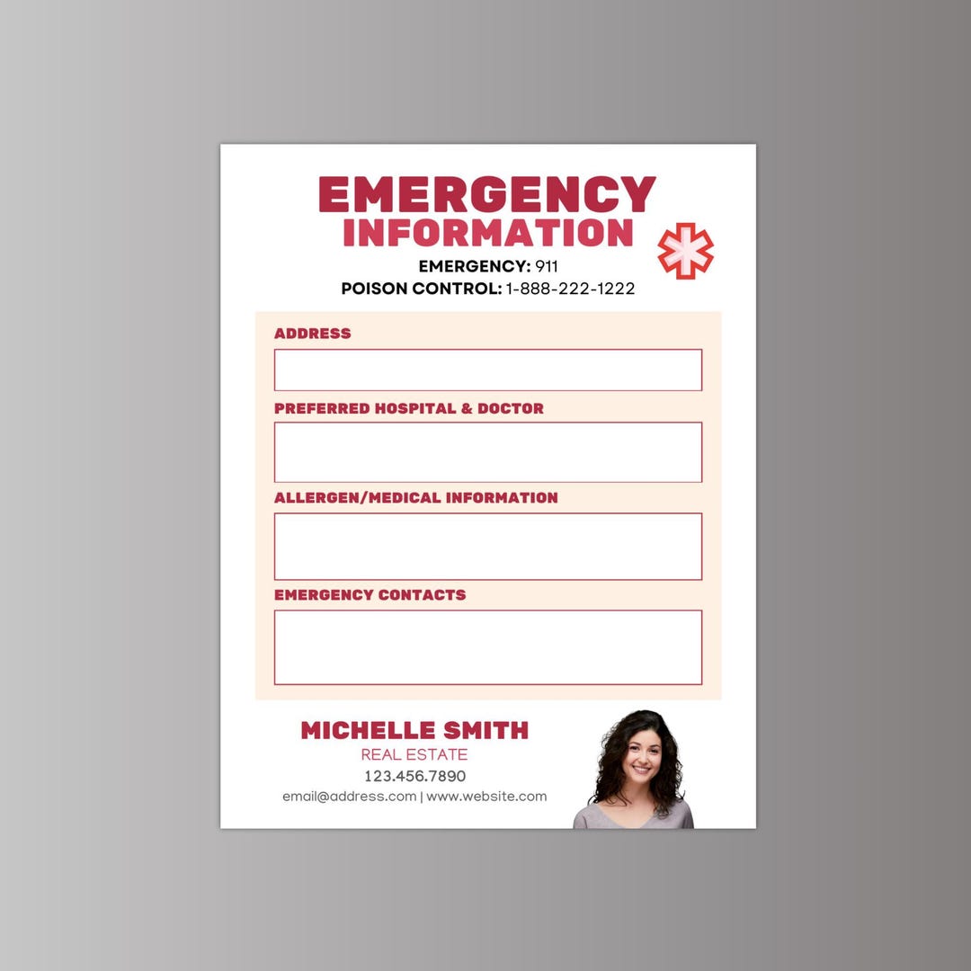 Emergency Contact List - Personalized Real Estate Magnets With ...