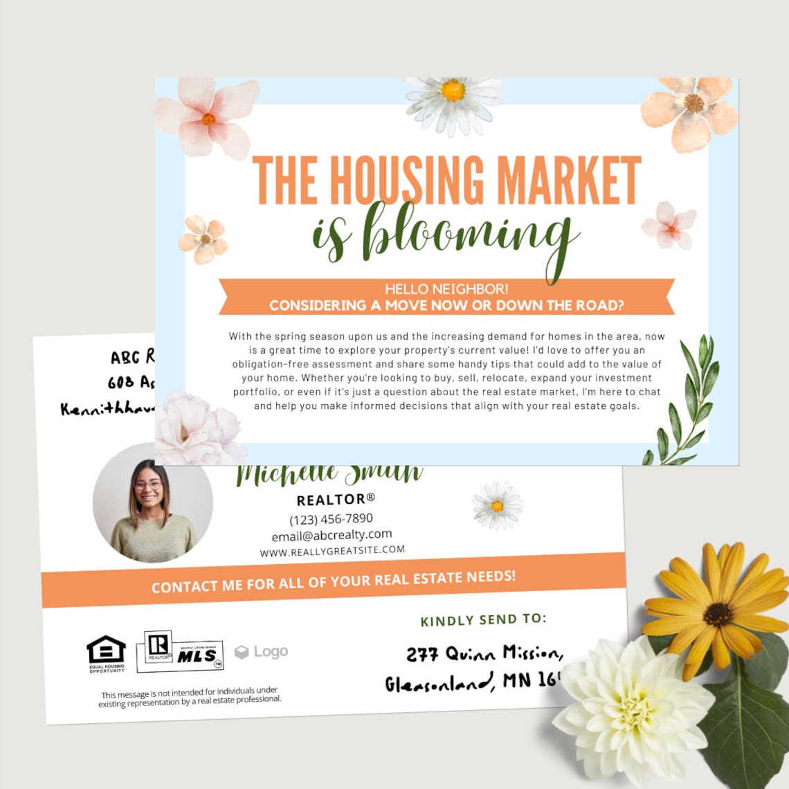 Printed Spring Real Estate Postcards 50 Custom 5x7 Mailers the Housing ...