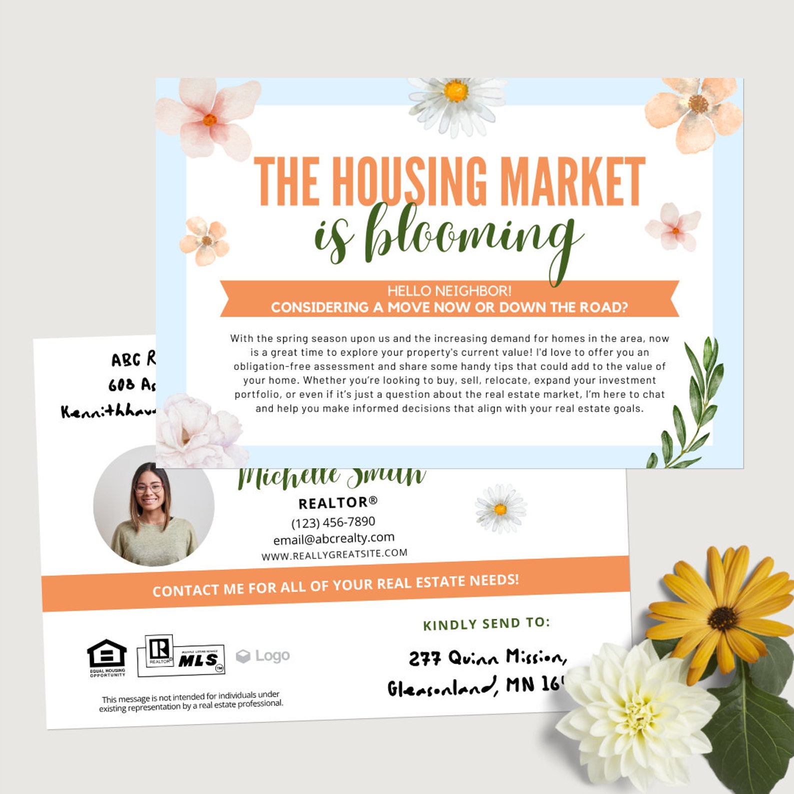 Printed Spring Real Estate Postcards 50 Custom 5x7 Mailers the Housing ...