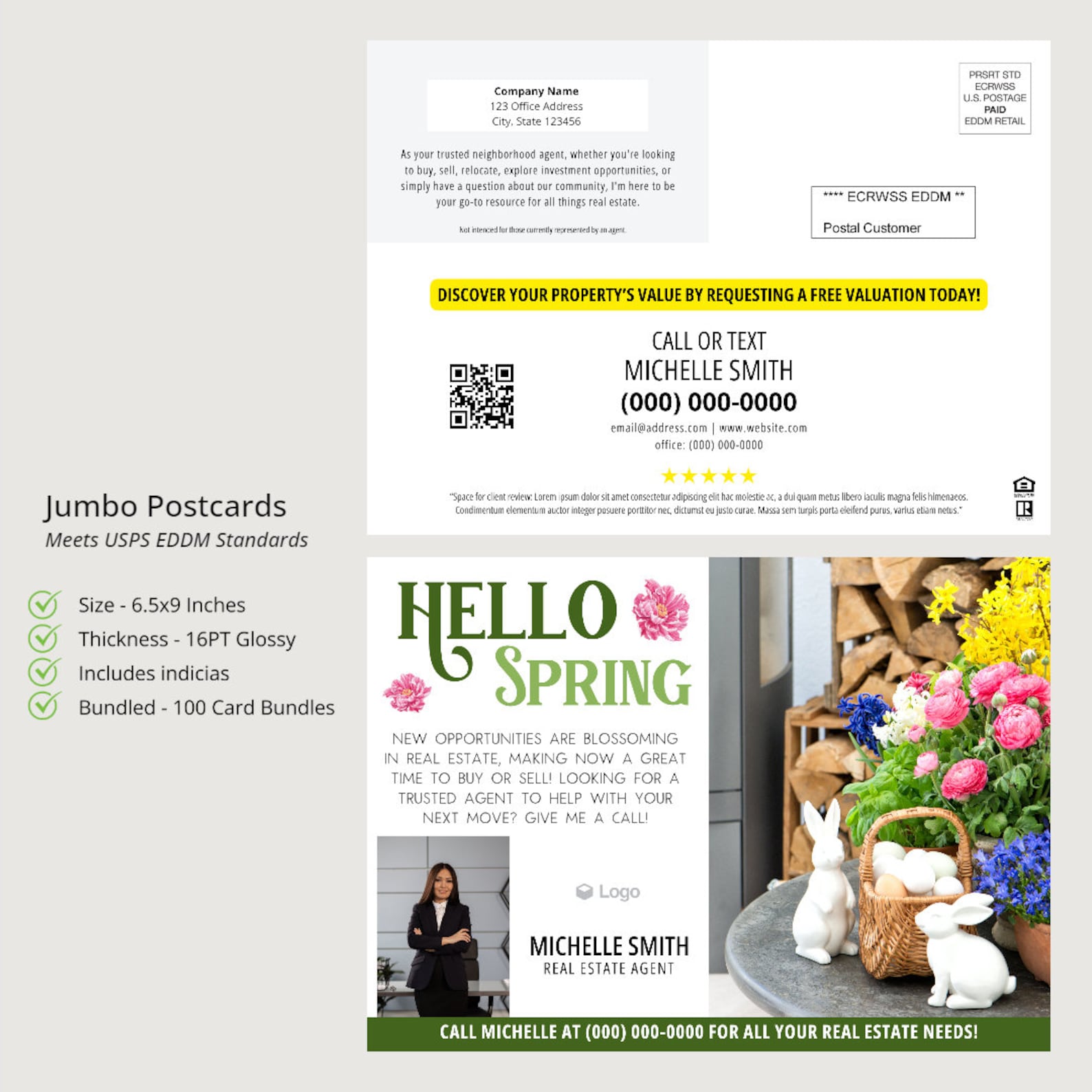 Jumbo Real Estate Postcards Direct Mail EDDM Marketing USPS Compliant ...