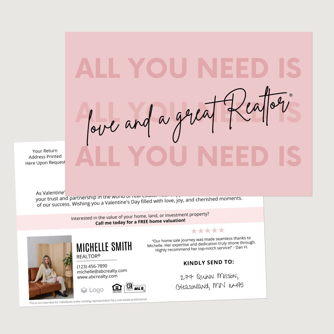 Printed Valentine's Day Real Estate Postcards Custom 5x7 Mailers FREE ...