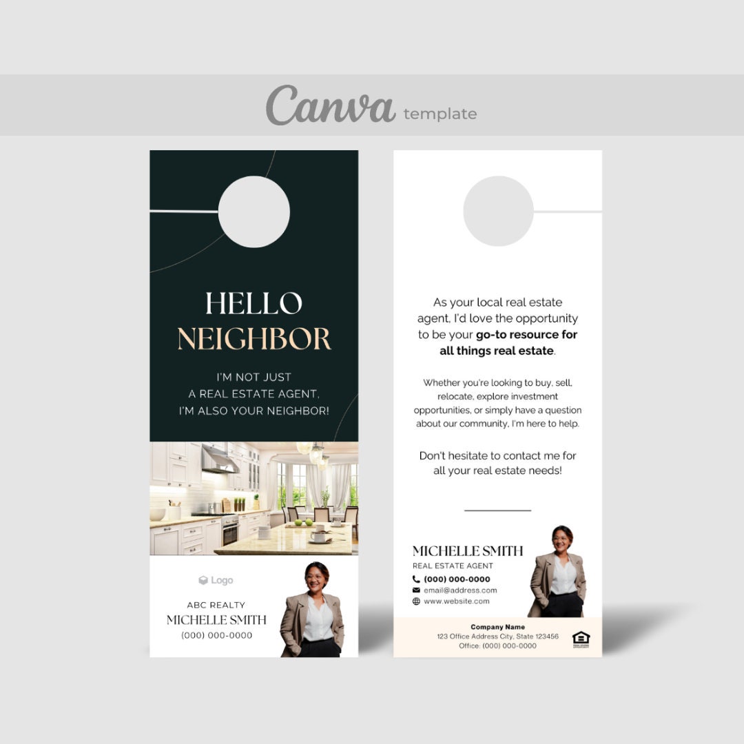 Editable Canva Template Real Estate Door Hangers Neighbor Introduction ...