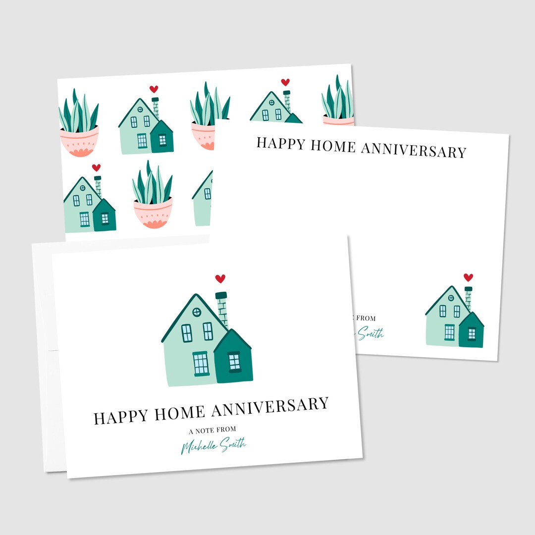 Happy Home Anniversary Card Set - 10 Note Cards & 10 Greeting Cards ...