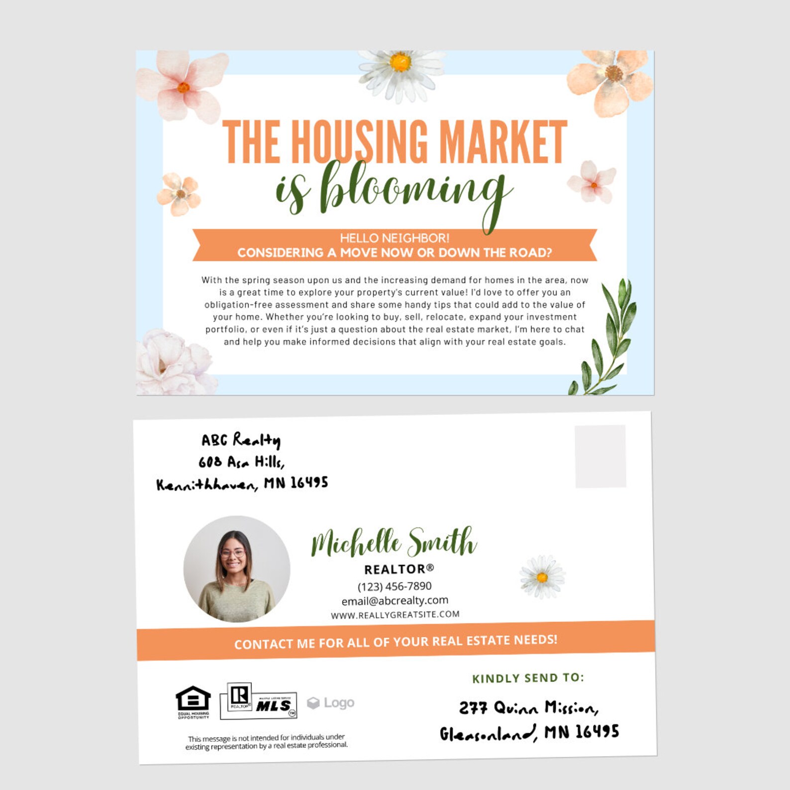 Printed Spring Real Estate Postcards 50 Custom 5x7 Mailers the Housing ...