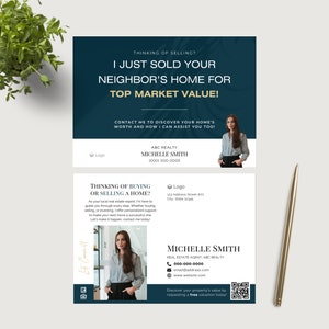 Printed Real Estate Postcards Personalized Real Estate Agent Marketing ...