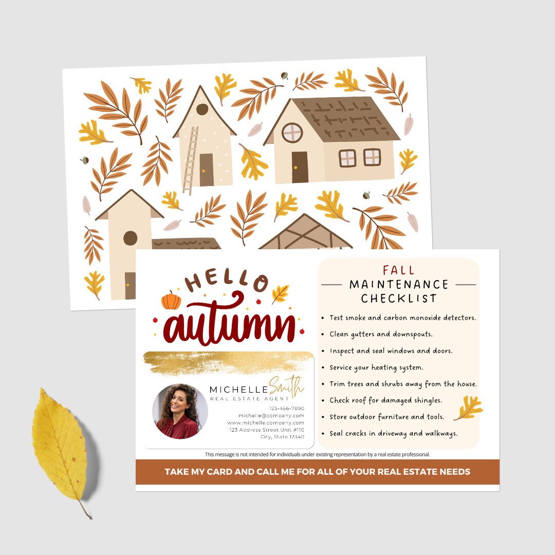 Printed Fall Home Maintenance Real Estate Postcards - Etsy