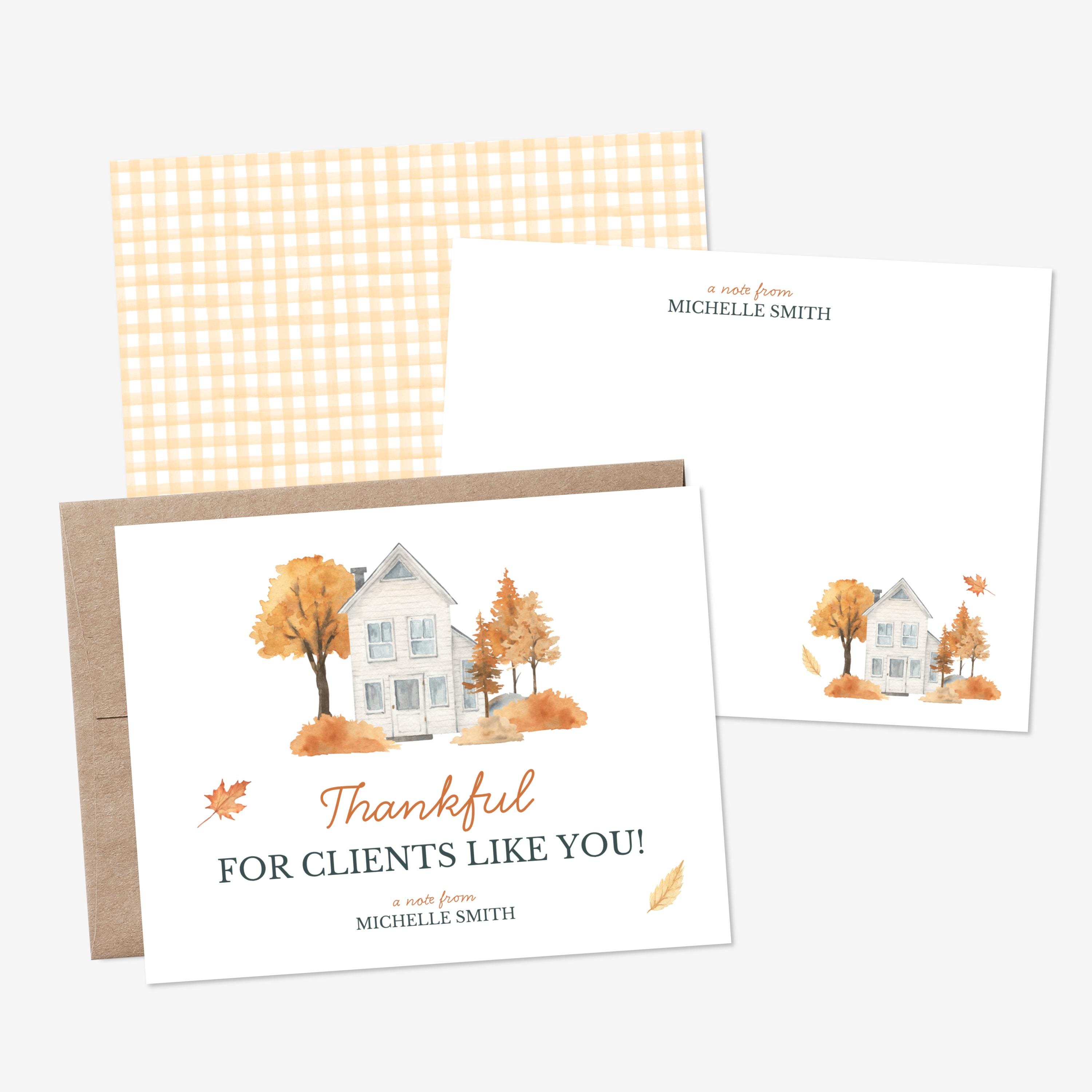 Thankful for Clients Like You Fall Real Estate Cards - Personalized ...