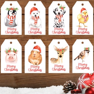 Cute Animal Printable Christmas Gift Tags, Penguin, Polar Bear, Dog ...