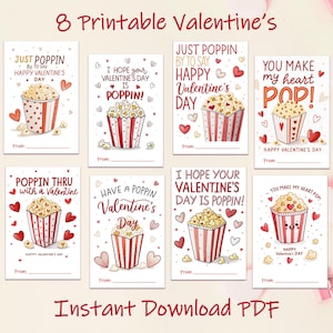 Printable Valentine Cards, Poppin by Popcorn Classroom Valentine Cards ...