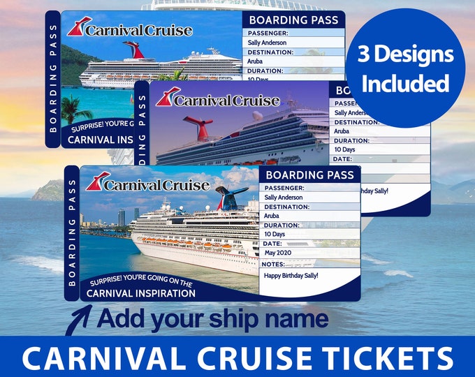 Carnival Cruise Surprise Trip Ticket, Editable Ticket, Printable Ticket ...