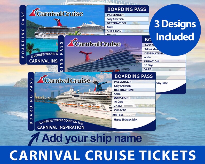 Carnival Cruise Surprise Trip Ticket Editable Ticket | Etsy