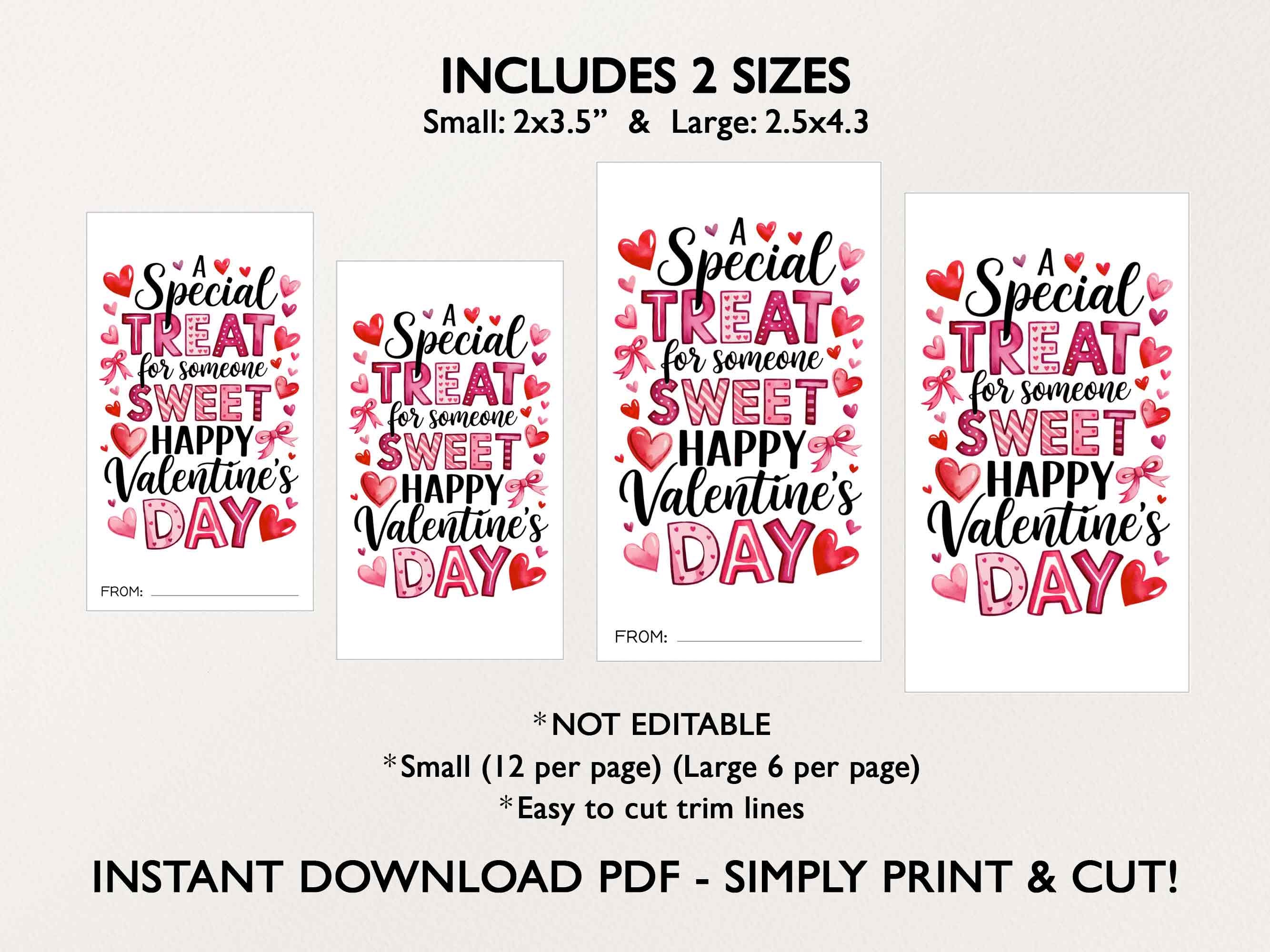 Printable Valentine Tags, Sweet Treat Tag, Valentine's Day Tag, Teacher ...