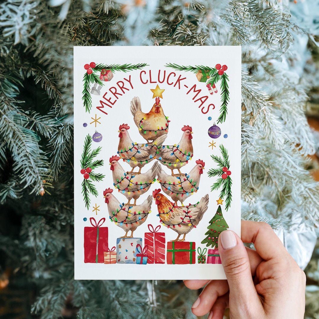 Funny Christmas Chickens Printable Christmas Cards, Printable Holiday ...