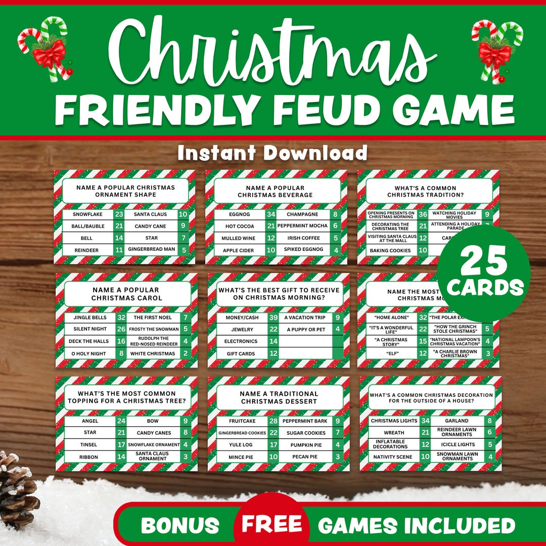 Christmas Friendly Feud Game, Printable Christmas Game, Holiday Party ...
