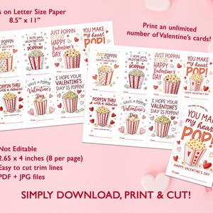 Printable Valentine Cards, Poppin by Popcorn Classroom Valentine Cards ...