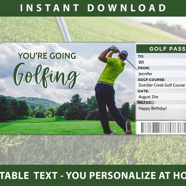 Golf Trip Ticket Template - Etsy