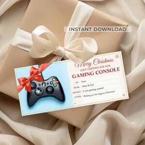 Gaming Console Gift Certificate • Video Game Gift Ticket • Christmas ...
