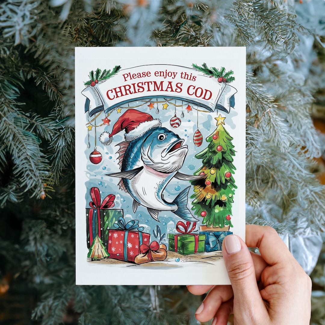 Printable Christmas Cards, Funny Fishing Christmas Card, 5x7 Printable ...