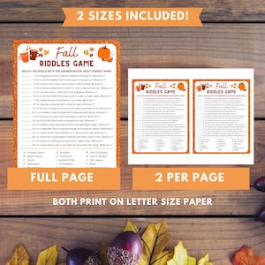 Thanksgiving Riddles Game, Printable Thanksgiving Games, Fall Riddles ...