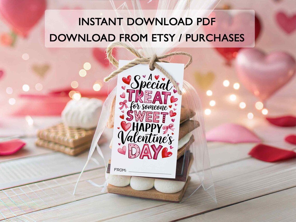 Printable Valentine Tags, Sweet Treat Tag, Valentine's Day Tag, Teacher ...