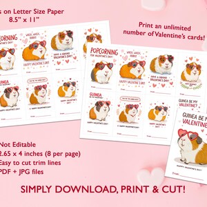 Printable Valentine Cards, Guinea Pig Classroom Valentine Cards, Guinea ...
