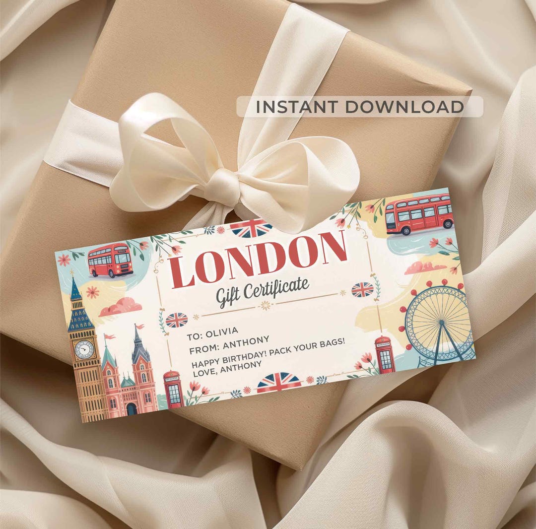 London, England Trip Surprise Ticket, Editable Boarding Pass, Printable ...