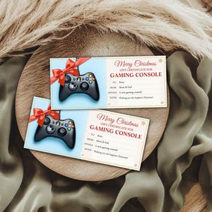 Gaming Console Gift Certificate • Video Game Gift Ticket • Christmas ...