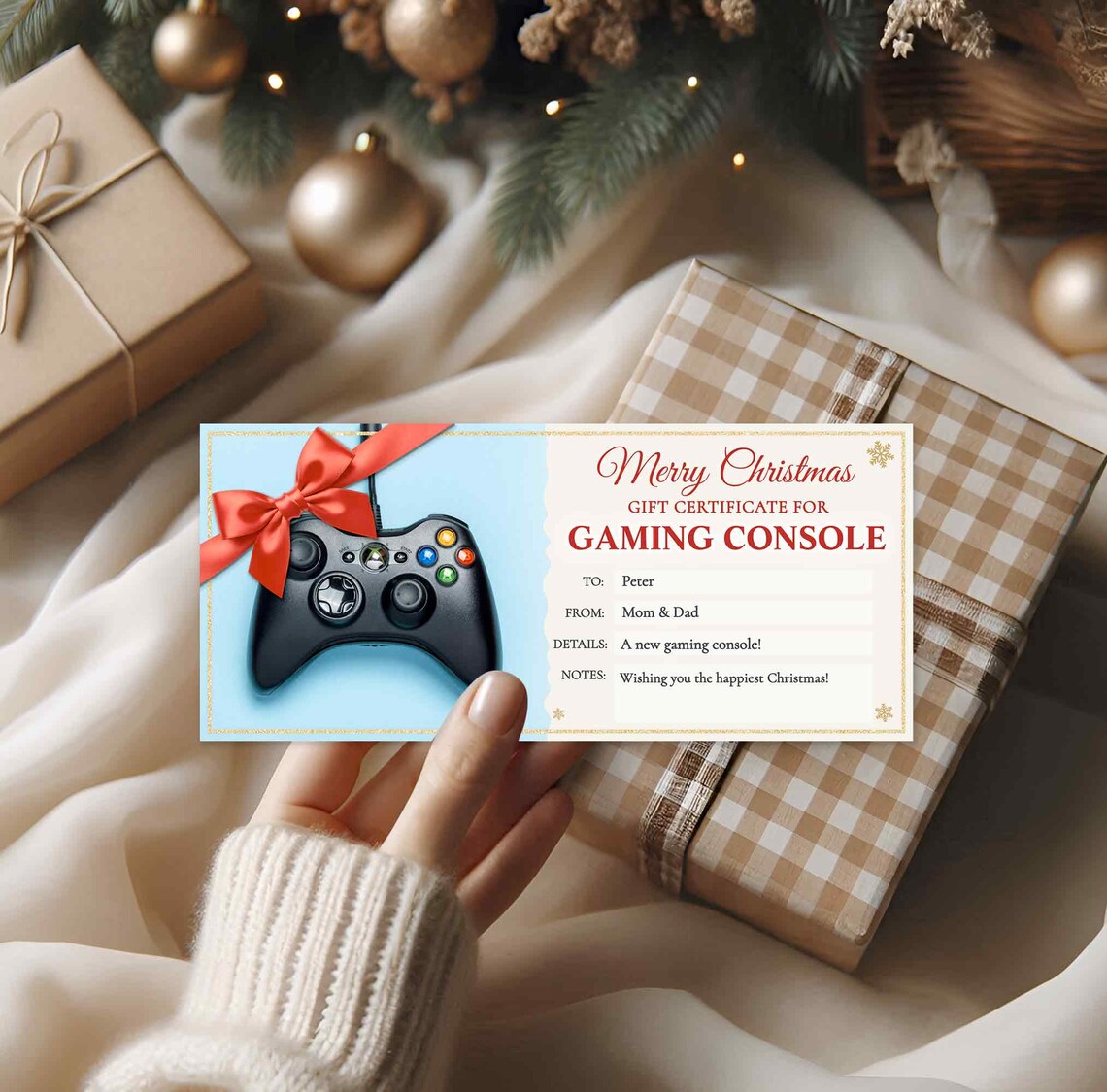 Gaming Console Gift Certificate • Video Game Gift Ticket • Christmas ...