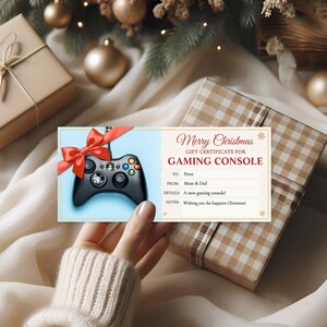 Gaming Console Gift Certificate • Video Game Gift Ticket • Christmas ...