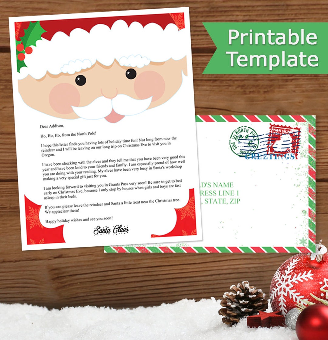 Printable Santa Letter and Envelope Template, Editable Christmas ...