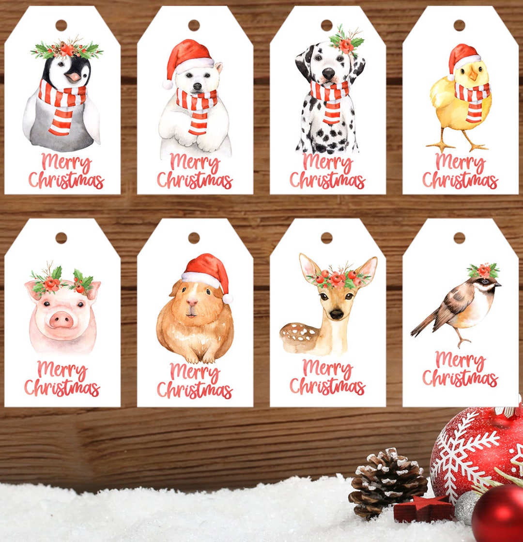 Cute Animal Printable Christmas Gift Tags, Penguin, Polar Bear, Dog ...
