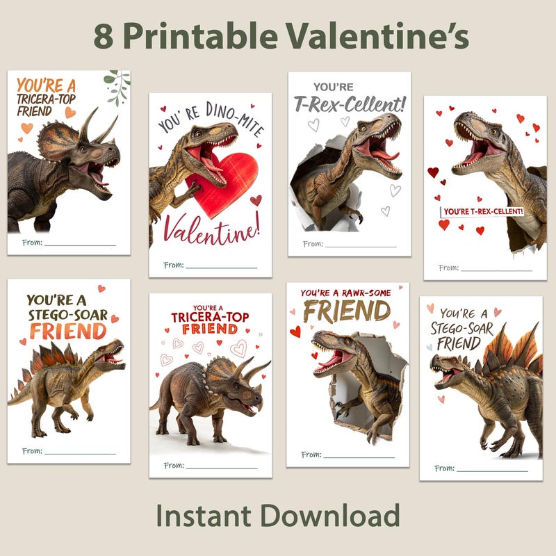 Valentine Dino Sticker - Etsy