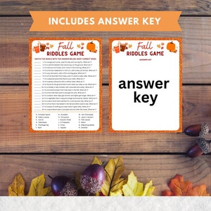 Thanksgiving Riddles Game, Printable Thanksgiving Games, Fall Riddles ...