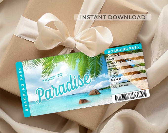 Surprise Trip Ticket to Paradise | Tropical Vacation Tickets Instant ...