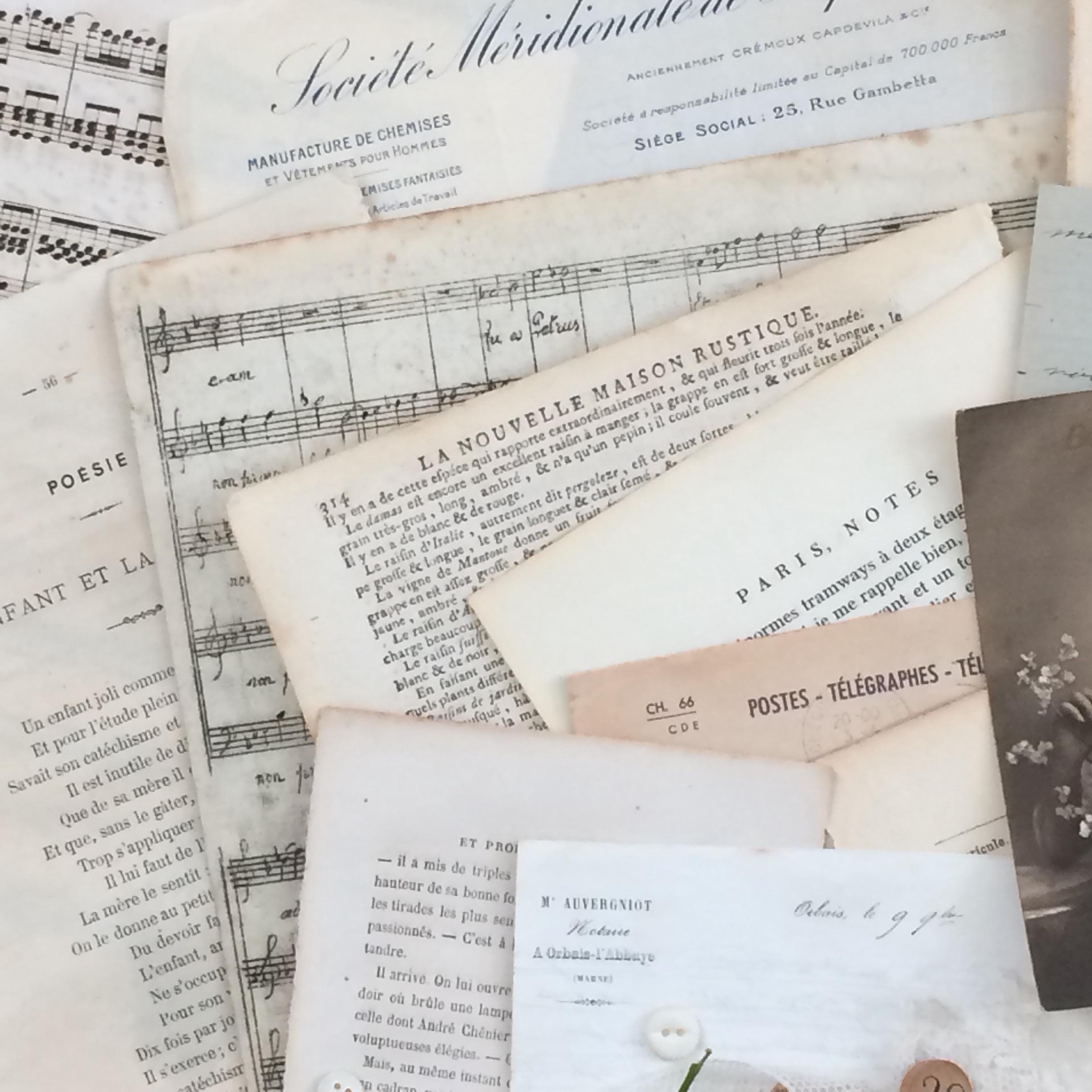 Vintage French Collage Pack Filled With Handwriting, Documents, Text ...