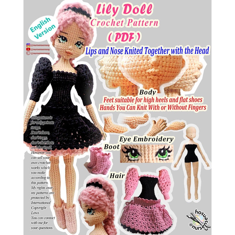 Lily Doll PATTERN Crochet Amigurumi PDF File - Etsy