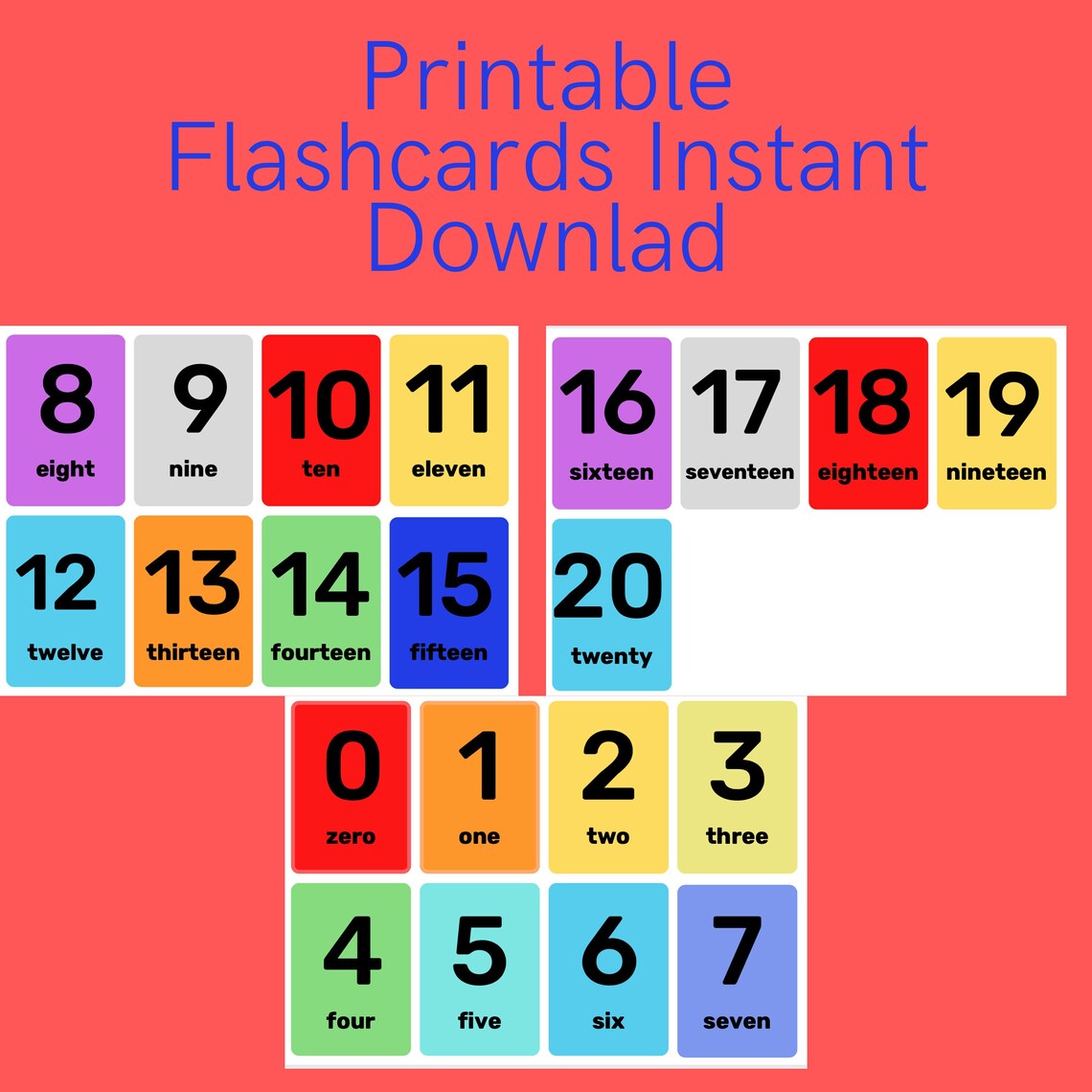 Printable Number Flash Cards/baby Flashcards/homeschool Flashcards - Etsy