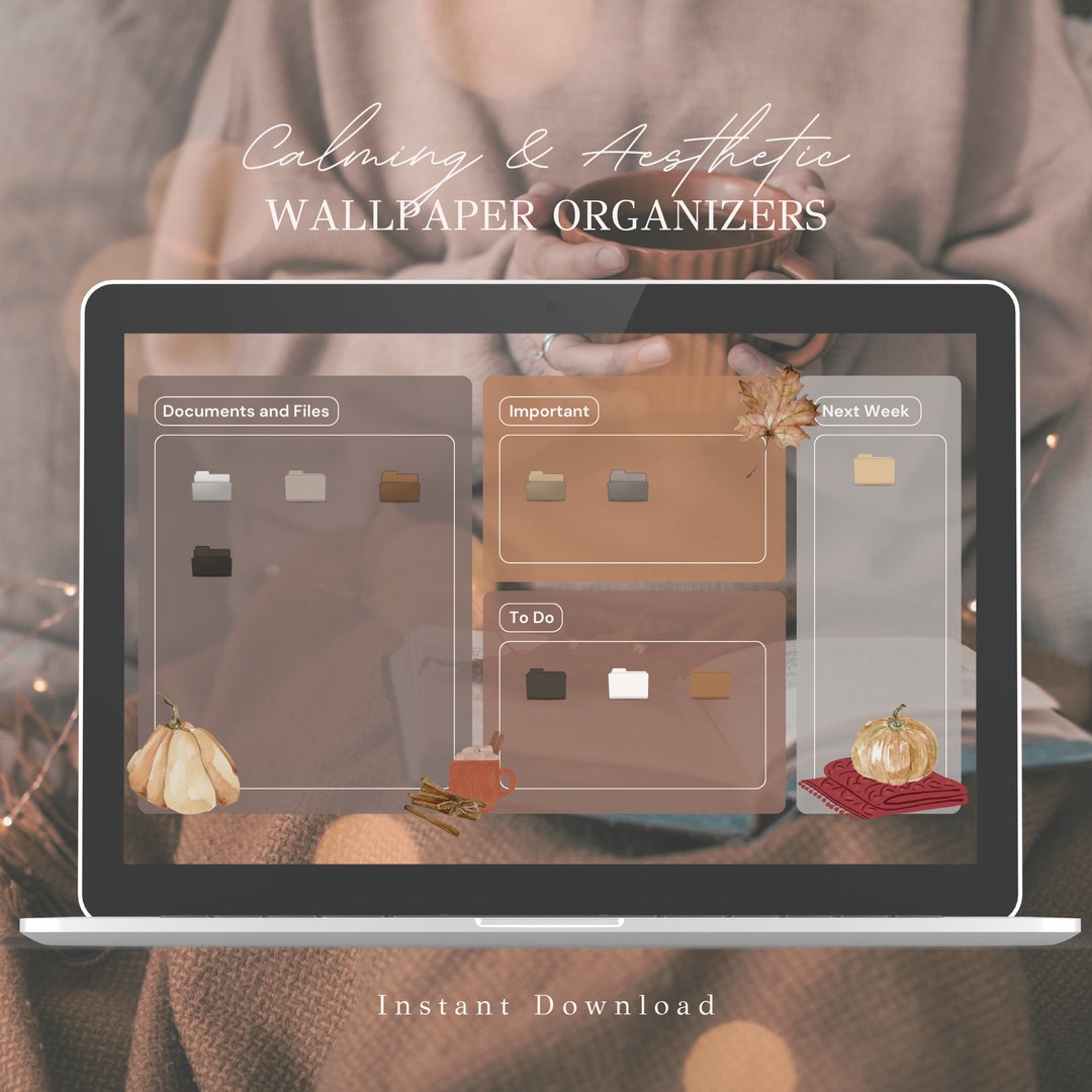 Cozy Fall Theme | Desktop Organizer Wallpaper & Folder Icons Set｜mac ...