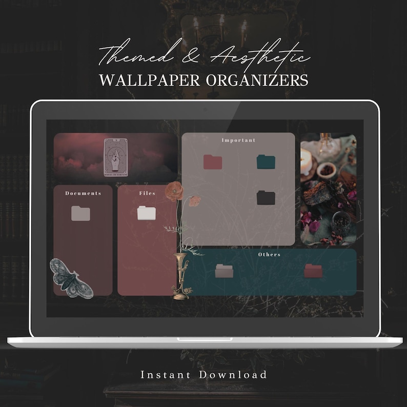 Moth Divination | Themed Desktop Organizer Wallpaper & Folder Icons Set ...