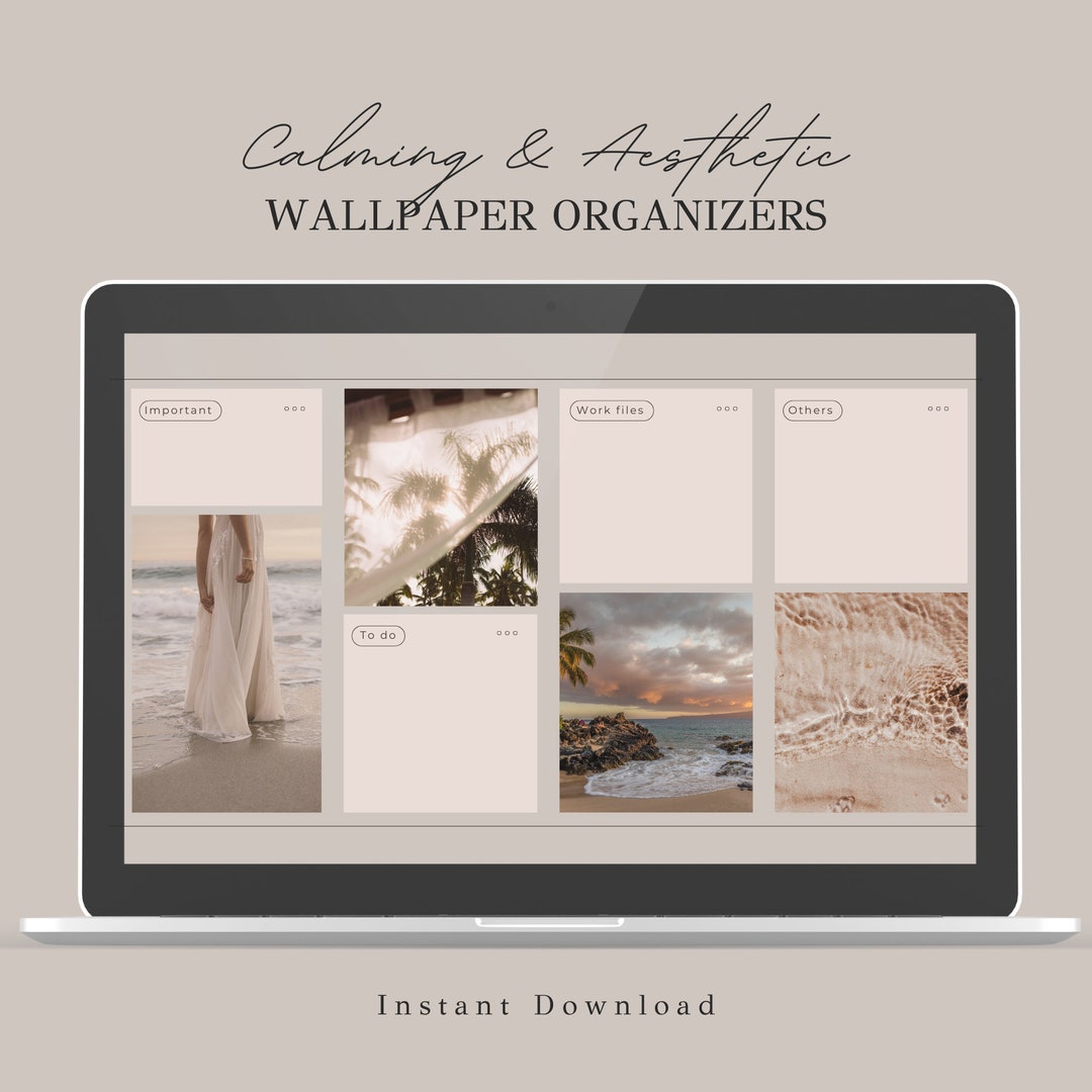 Soft Sand Desktop Organizer Wallpaper | Beige Folder Icons (digital ...