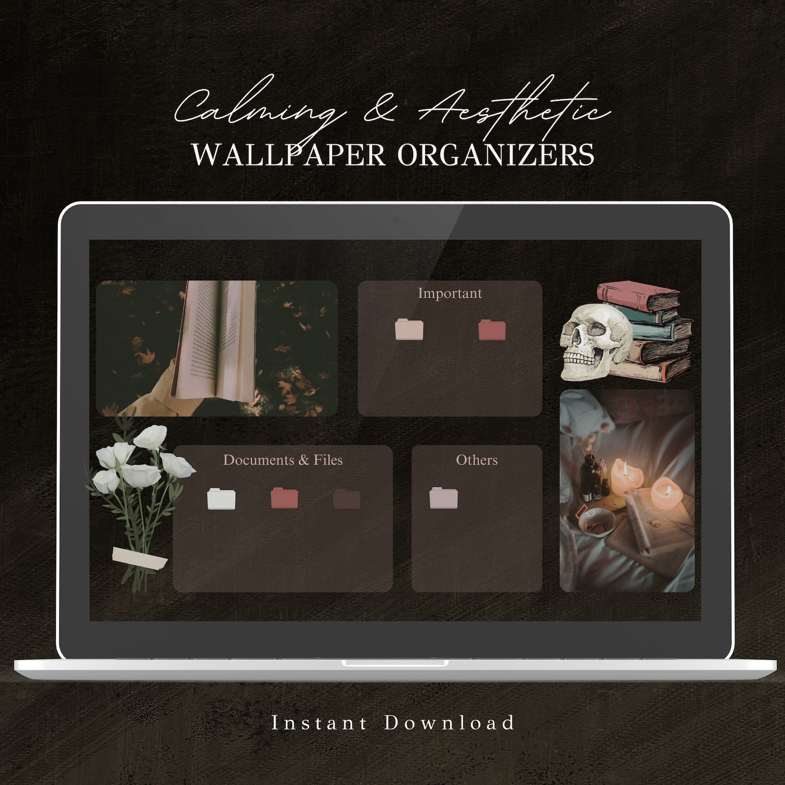 Dark Academia | Desktop Organizer Wallpaper & Folder Icons Set｜mac ...