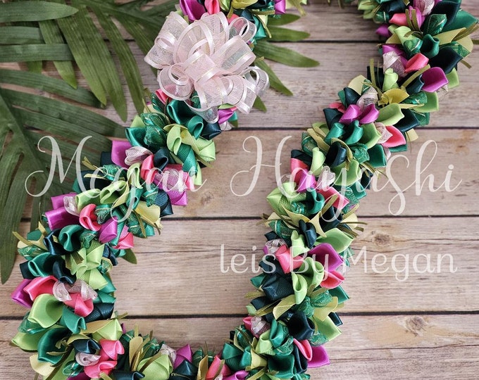 Ribbon Lei, Flower Ribbon Lei, Graduation Lei, Girls Graduation Lei ...
