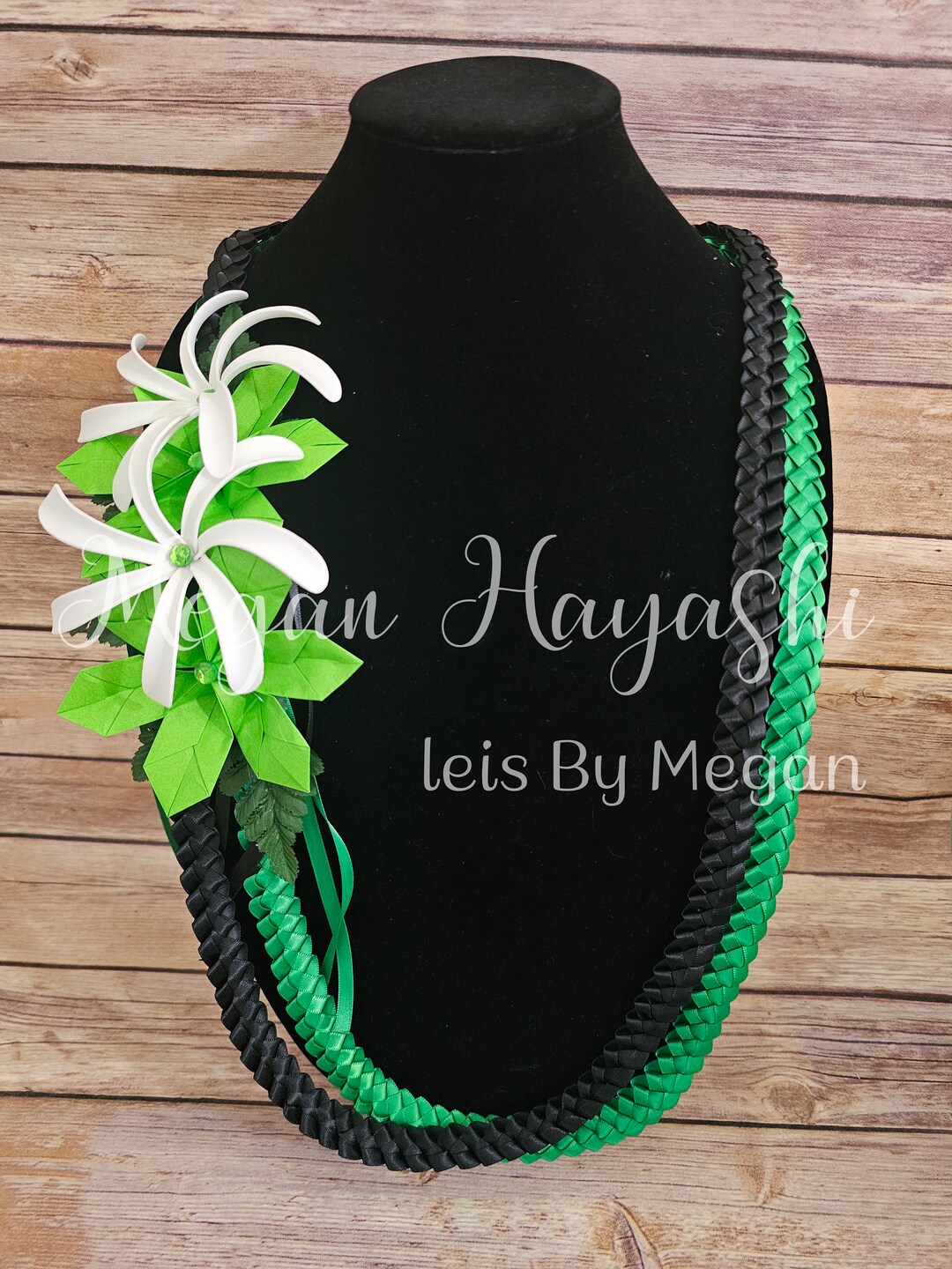 Ribbon Lei, Green Ribbon Lei, Graduation Lei, Girls Graduation Lei ...
