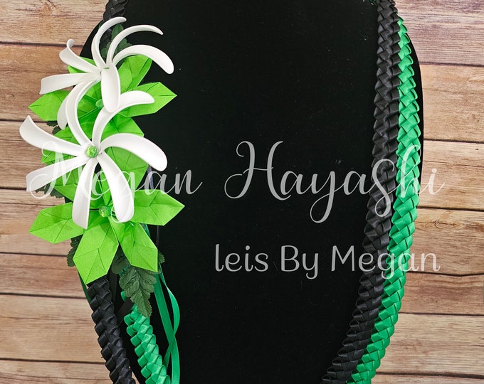 Ribbon Lei, Green Ribbon Lei, Graduation Lei, Girls Graduation Lei ...